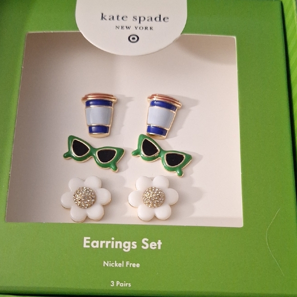 kate spade | Jewelry | Kate Spade Earrings Set Blue Green White | Poshmark